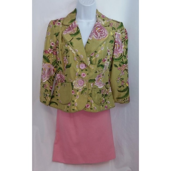 ECI | Skirts | Eci New York Floral Embroidered 6p Skirt Suit | Poshmark